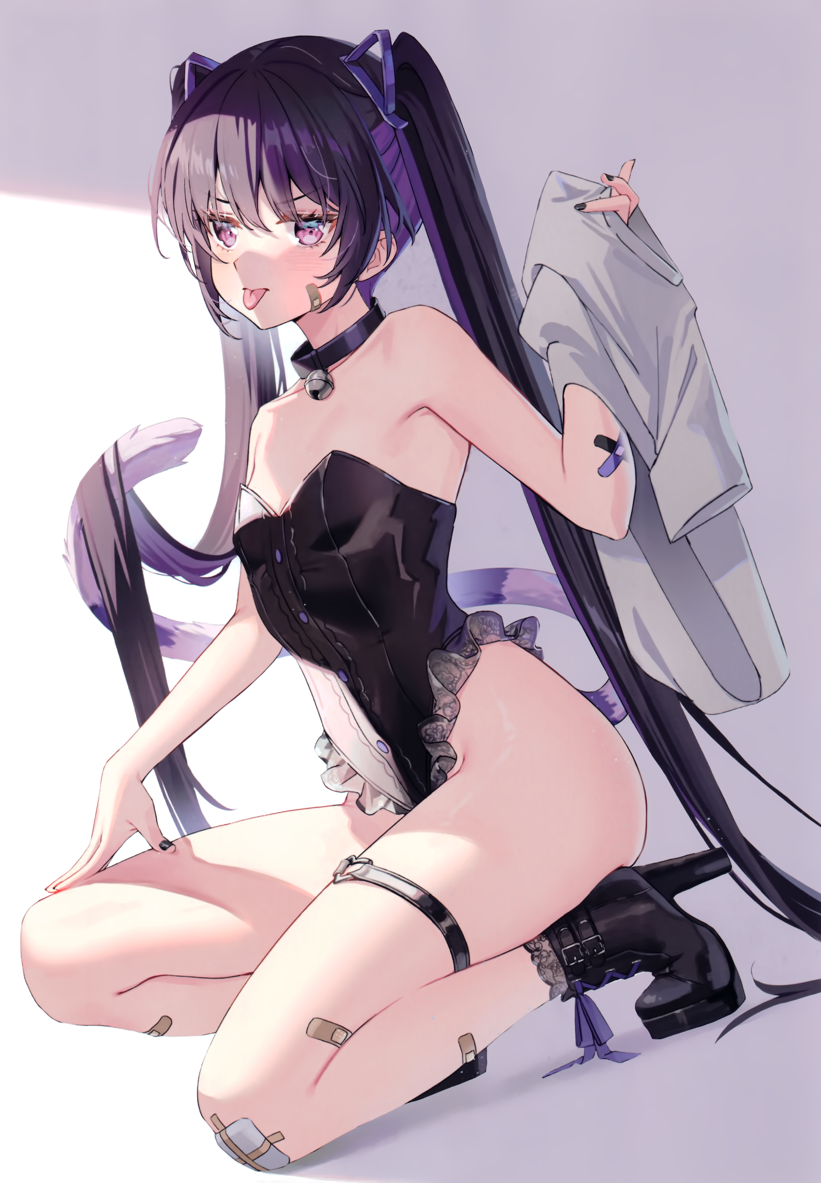 rosuuri (circle) rosuuri animal ears bandaid garter heels leotard nekomimi no bra tail ...